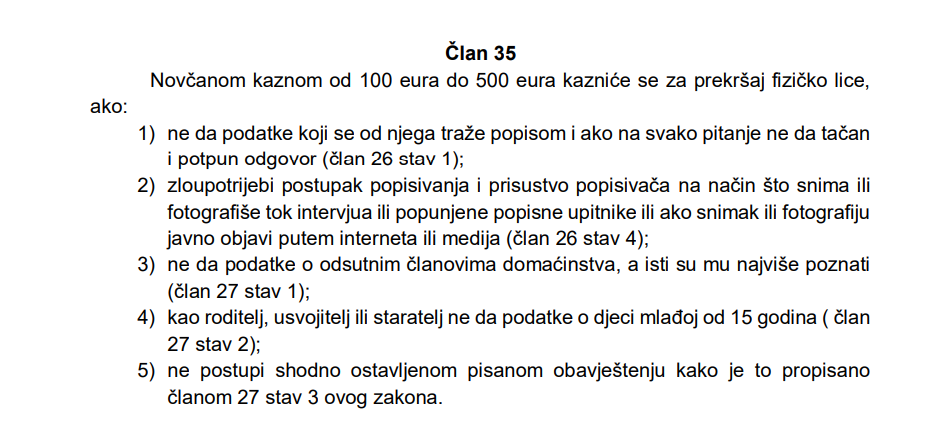 Zakonske obaveze i kazne vezane za popis - PCNEN